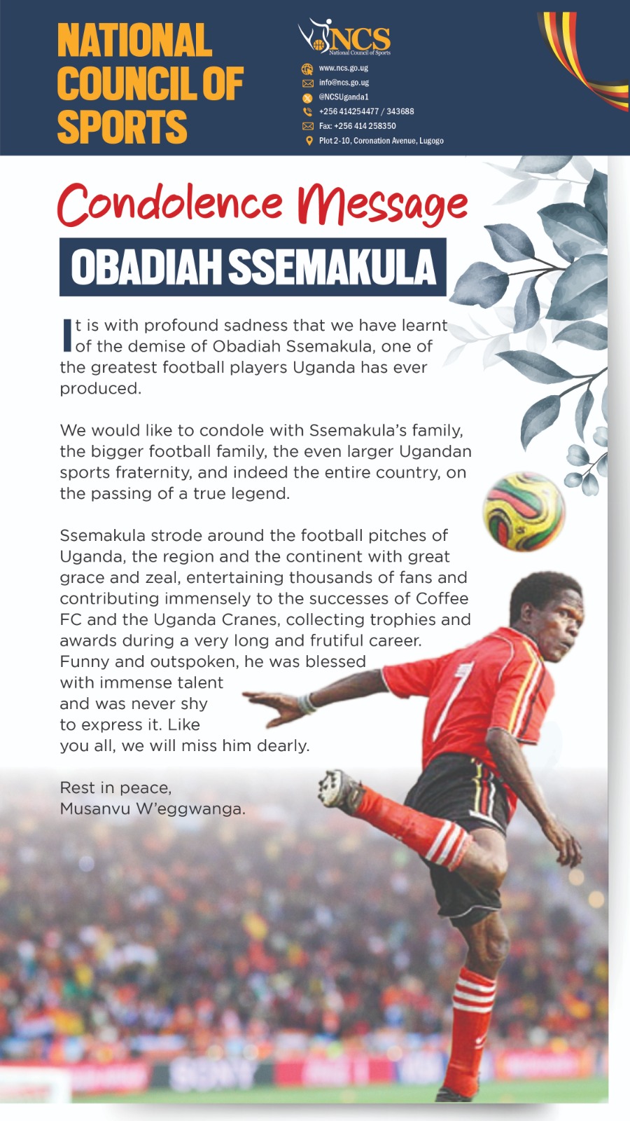 Nation Mourns Uganda's Football Legend Obadiah Semakula AKA Musanvu We ...